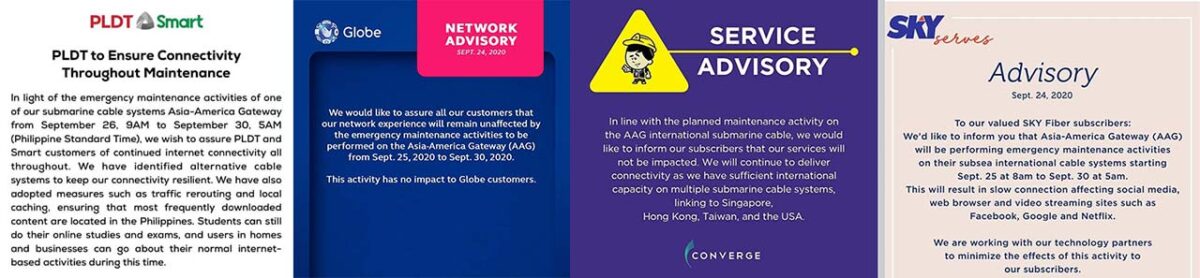 Cable maintenance: PLDT/Smart, Globe, Converge, SKY advisories - revü