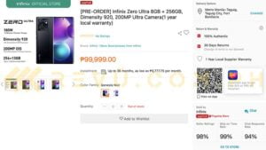 Infinix Zero Ultra 5G PH store listing spotted ahead of launch - revü