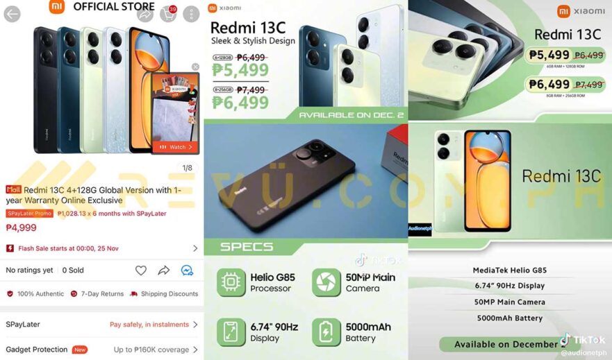 Redmi 13C priced from P4,999 at launch in PH, listings show - REVU ...